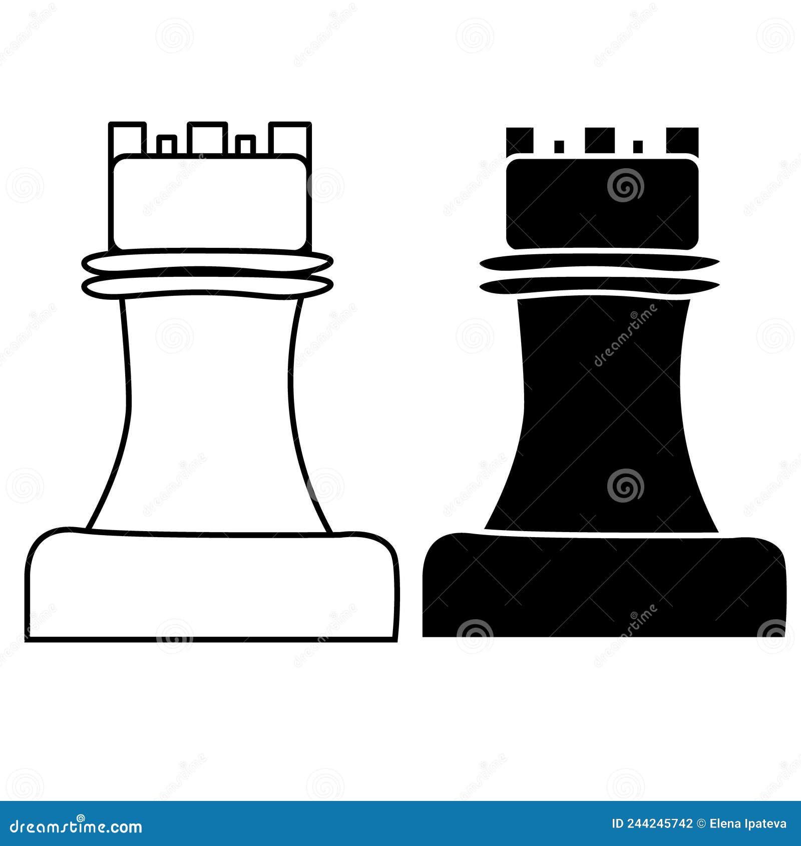 Chess Pieces - Rook, Castle. Black and White Stock Vector ...