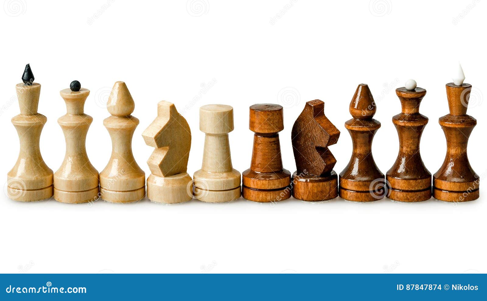 Chess pieces in a row stock photo. Image of knight, game - 87847874