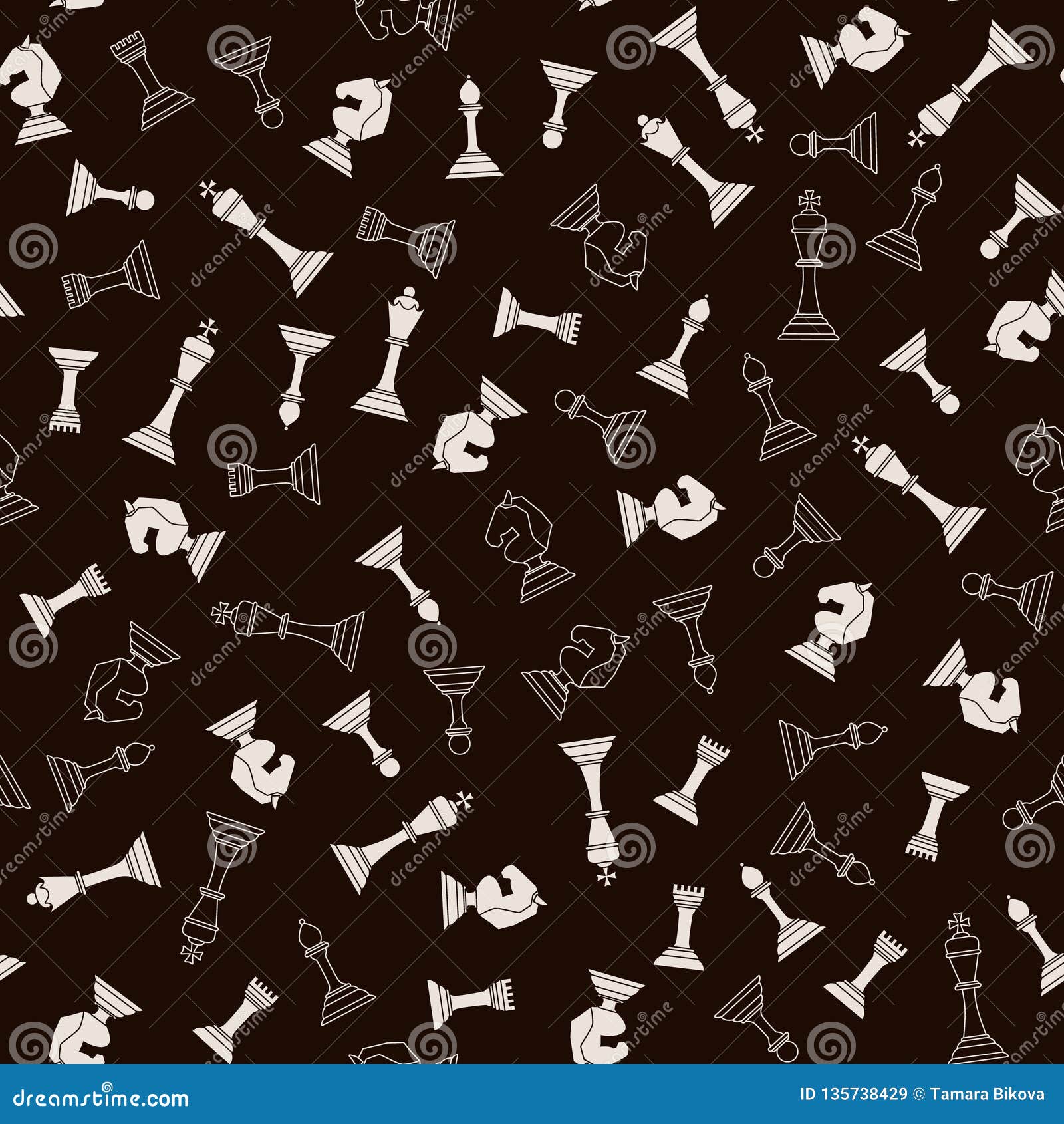 Chess Pieces Seamless Background Stock Illustration - Illustration of ...