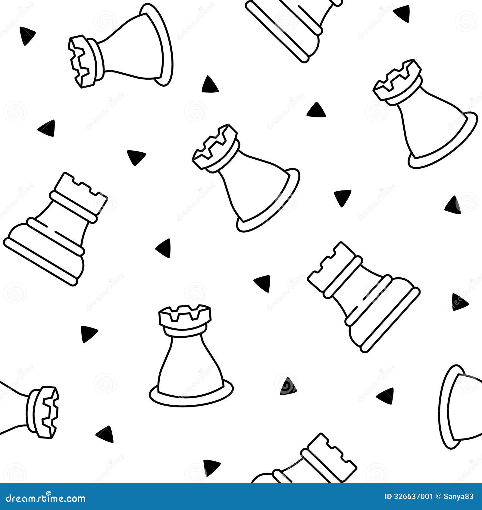Chess Pieces. Seamless Pattern. Coloring Page Cartoon Vector ...