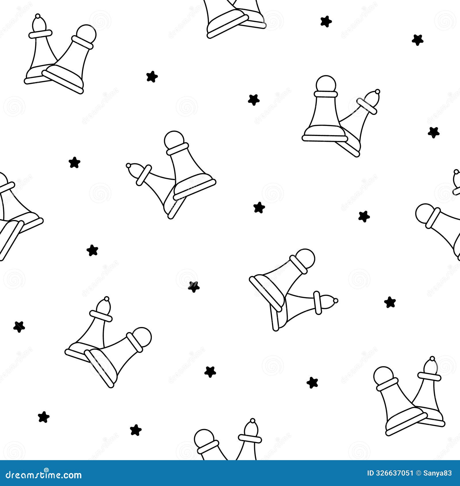 Chess Pieces. Seamless Pattern. Coloring Page Cartoon Vector ...