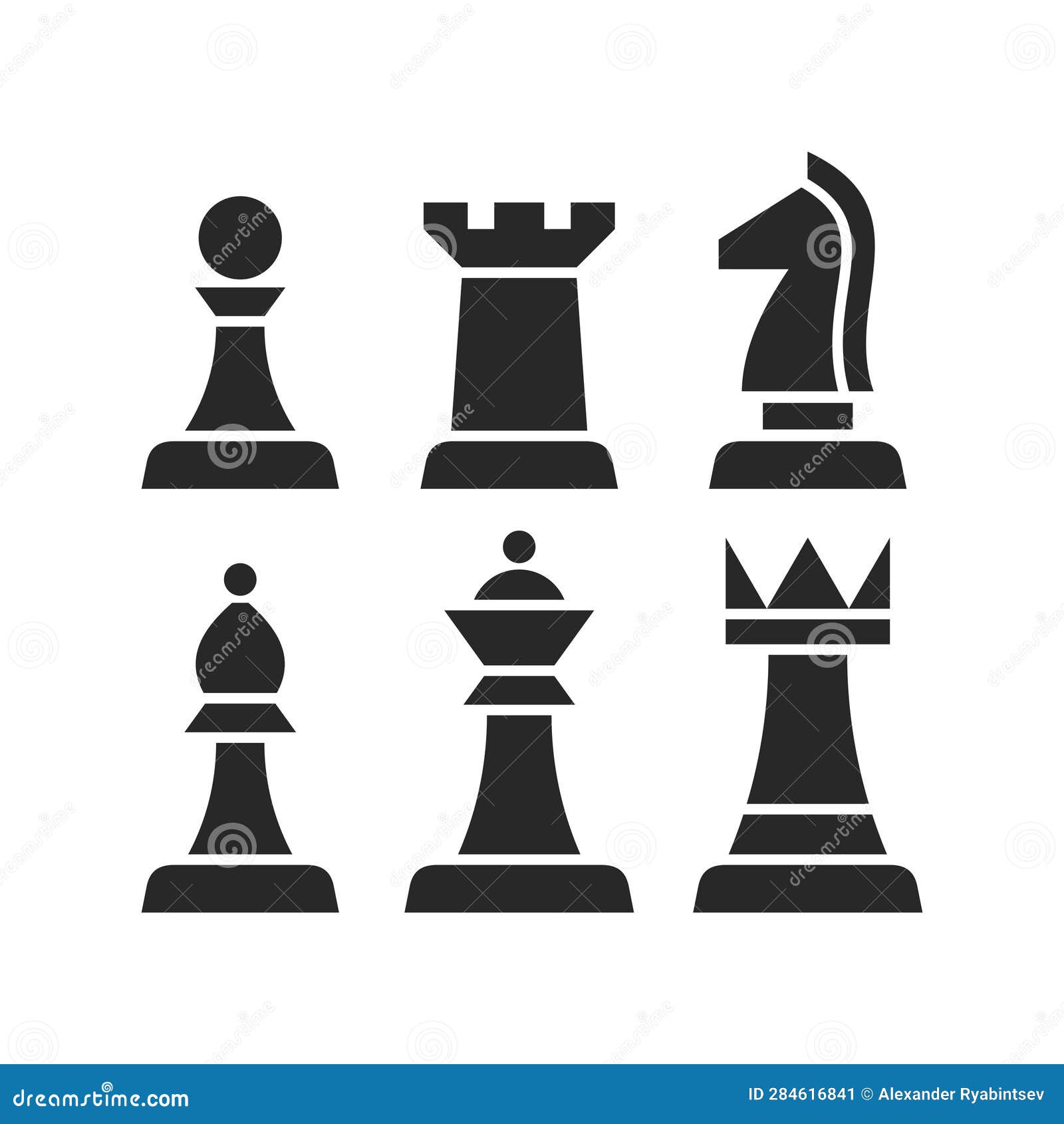 Chess Pieces Set Vector Illustration. Minimal Design Chess Pieces ...