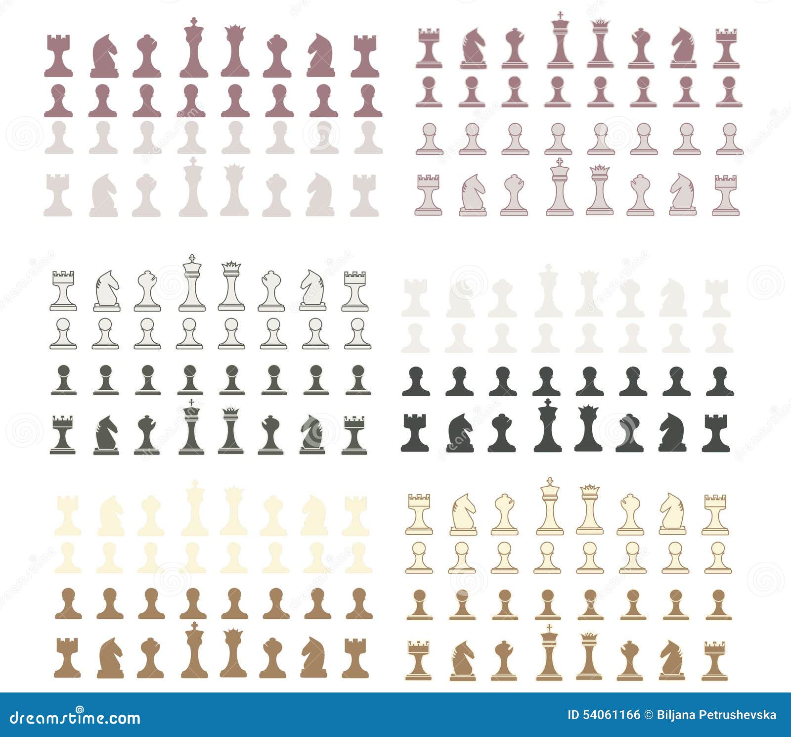 Chess pieces silhouettes stock vector. Illustration of three - 54061166