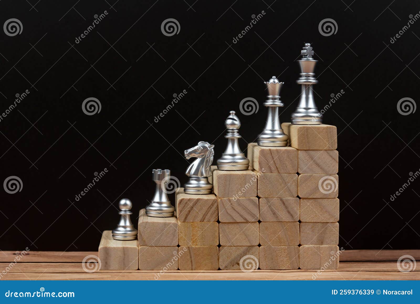 Chess Pieces on a Stack of Wood Blocks Stock Image - Image of business ...