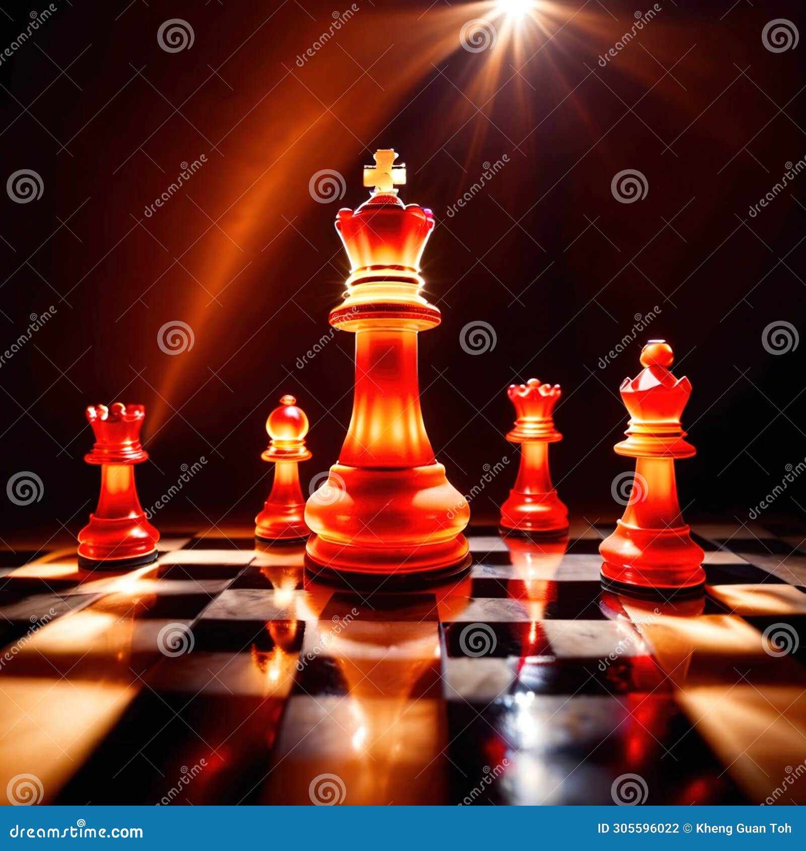 Chess Pieces, Strategy Tactics Game, Colorful Brightly Lit, Glowing ...