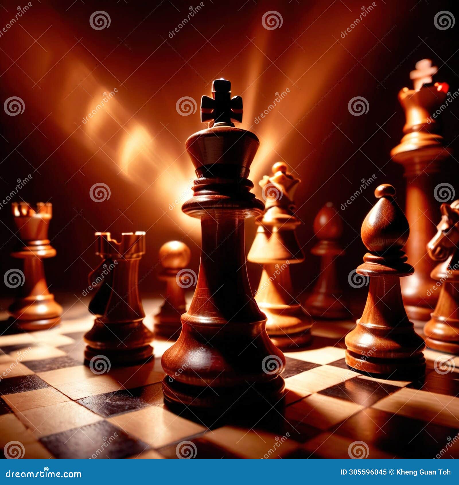 Chess Pieces, Strategy Tactics Game, Colorful Brightly Lit, Glowing ...