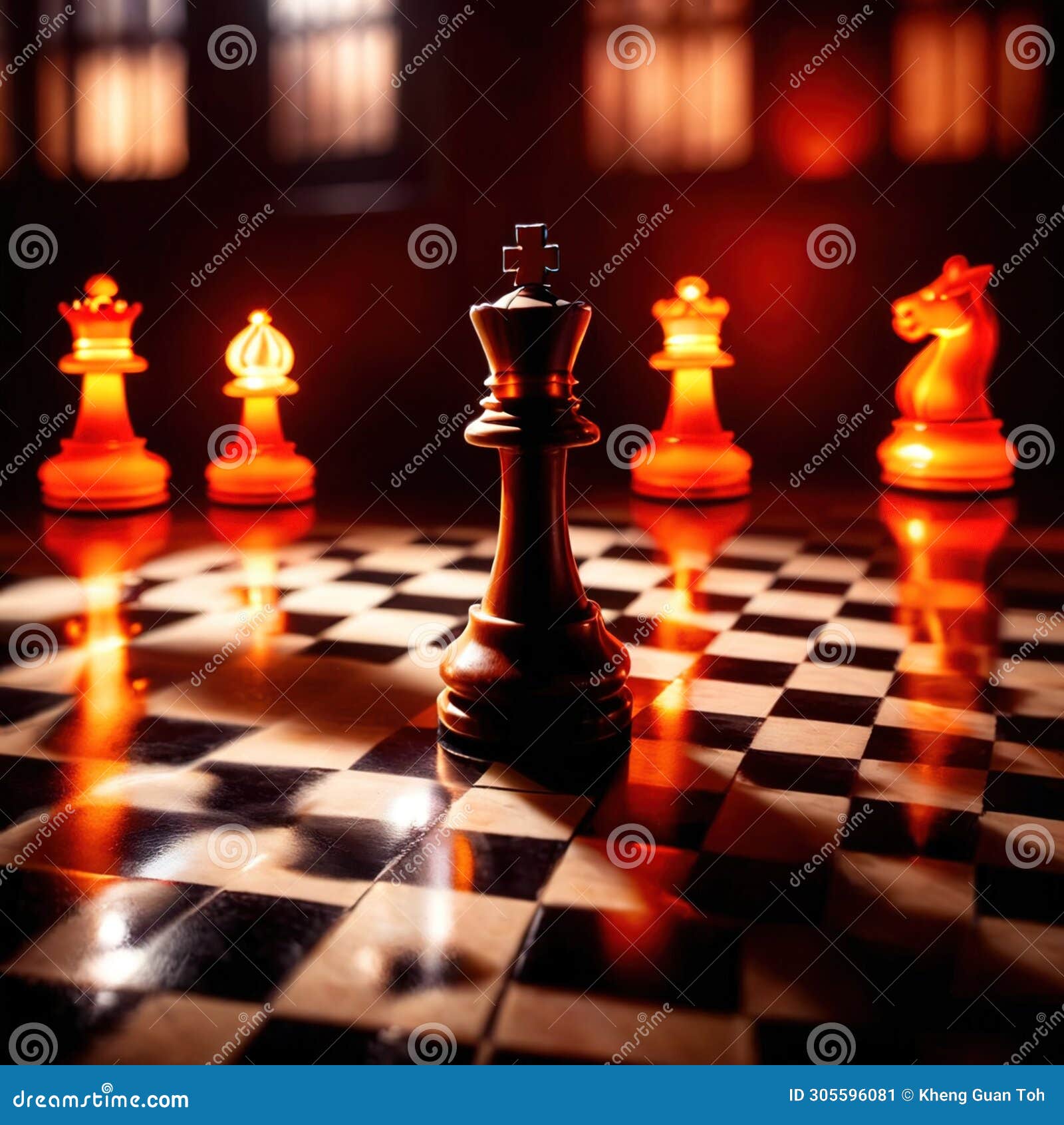 Chess Pieces, Strategy Tactics Game, Colorful Brightly Lit, Glowing ...