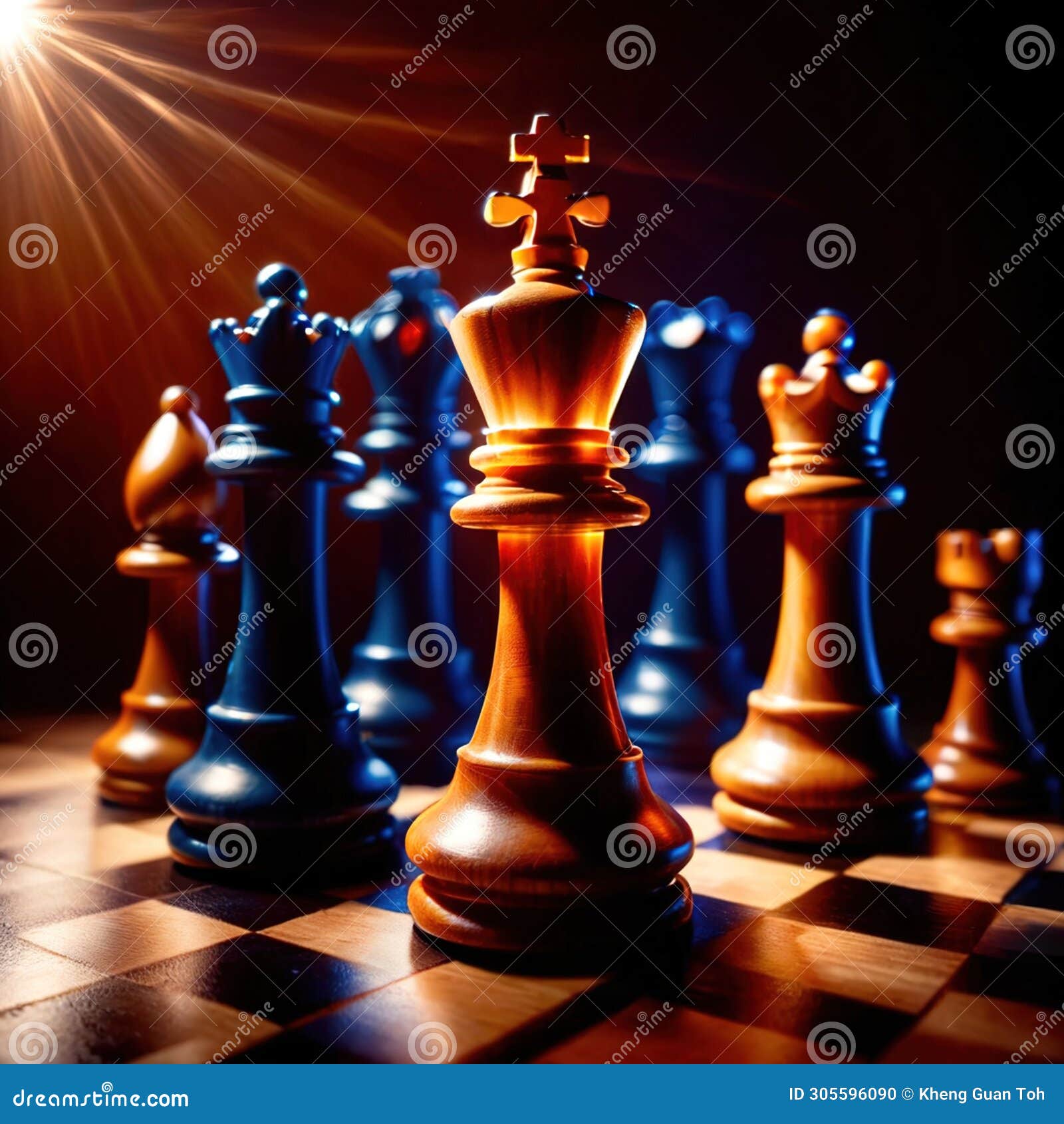 Chess Pieces, Strategy Tactics Game, Colorful Brightly Lit, Glowing ...