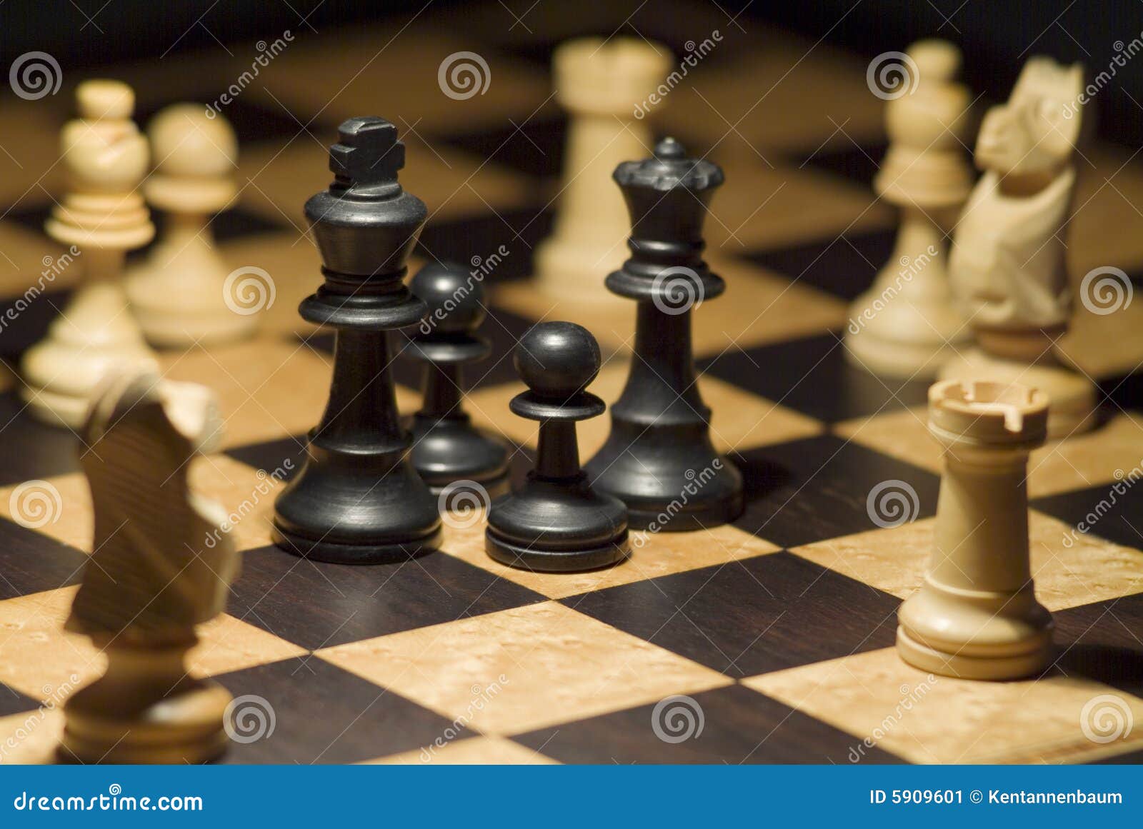 Chess Pieces Surrounded by Opposition Stock Image - Image of board ...