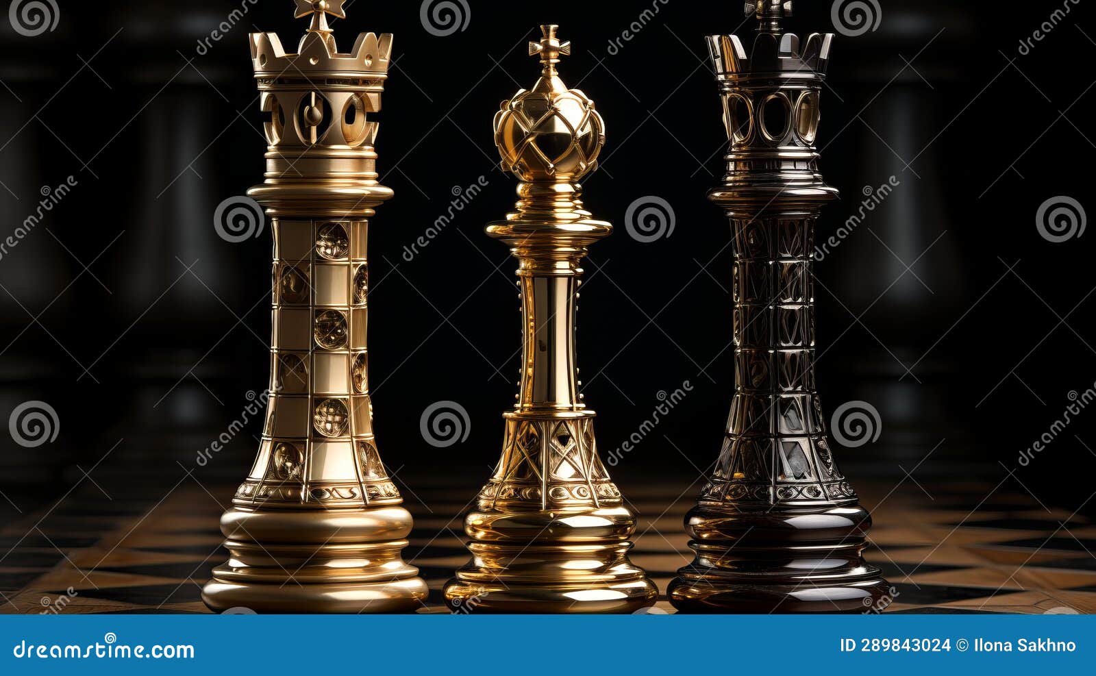 Chess Pieces Two Kings and Queen Stock Illustration - Illustration of ...