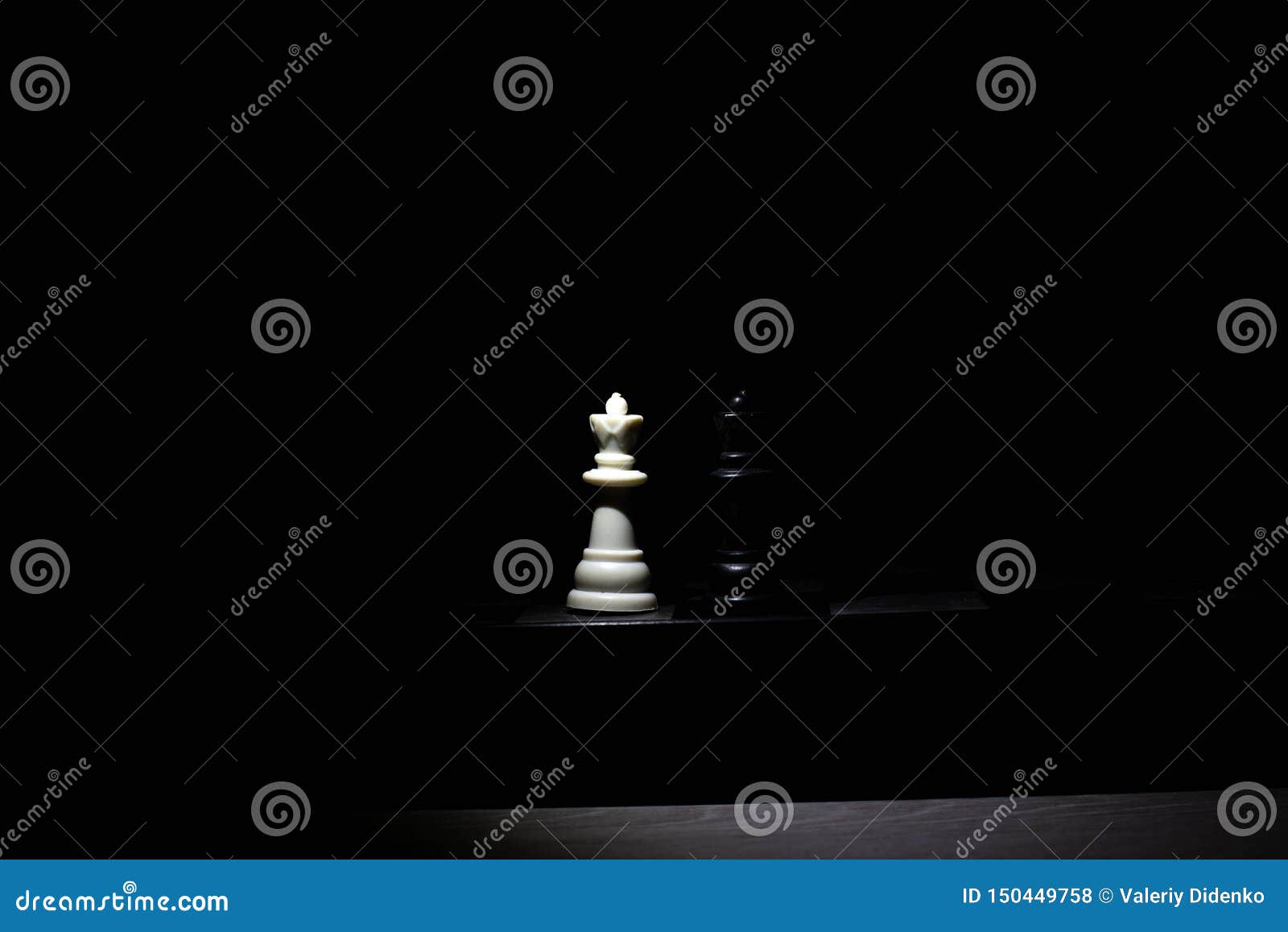 Chess Pieces Under the Light in the Dark Stock Photo - Image of chess ...