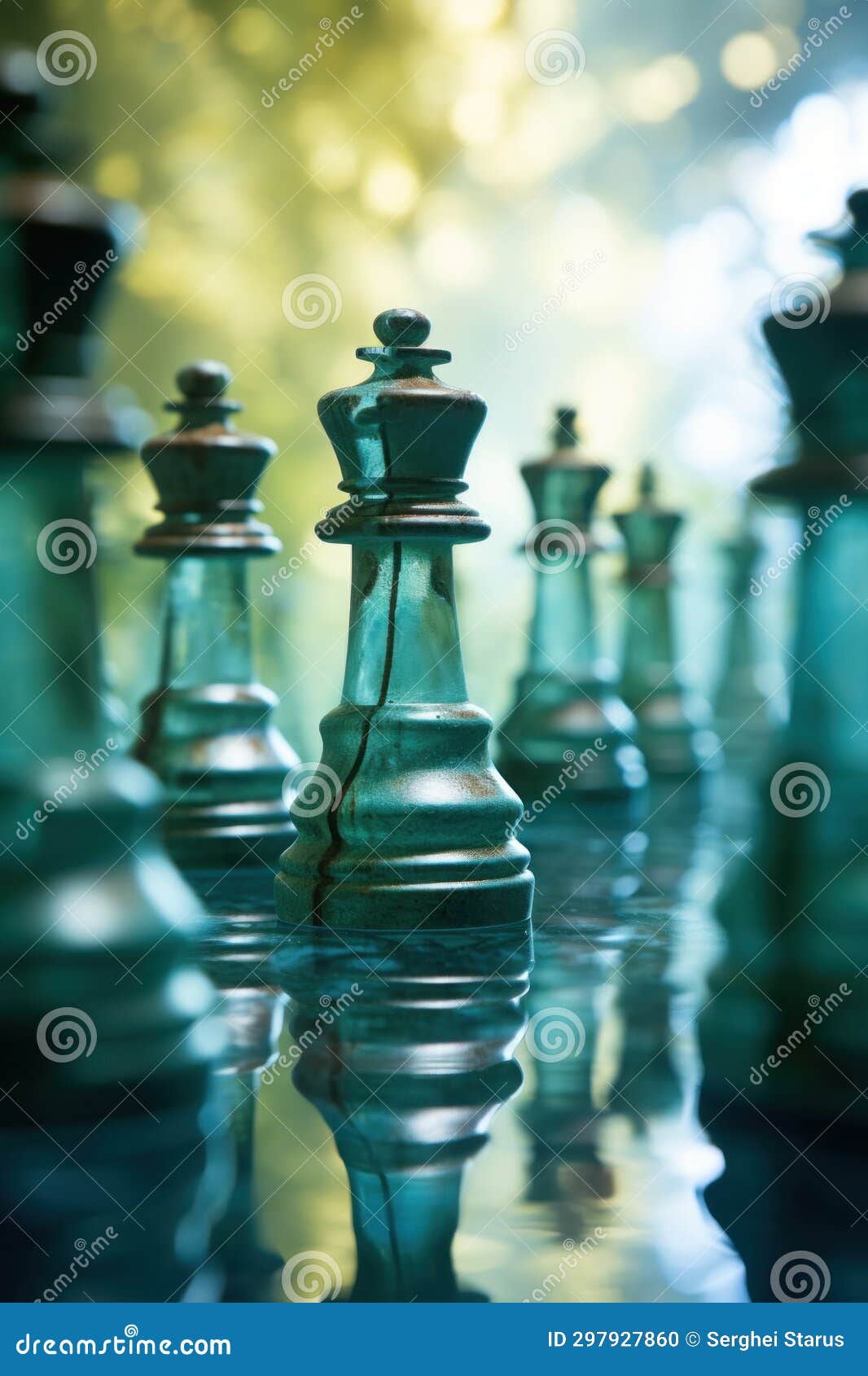 Chess Pieces on Water with Blurry Background, AI Stock Photo - Image of ...