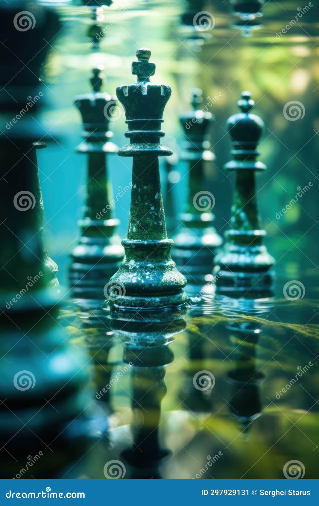 Chess Pieces in Water with Reflection, AI Stock Image - Image of ...