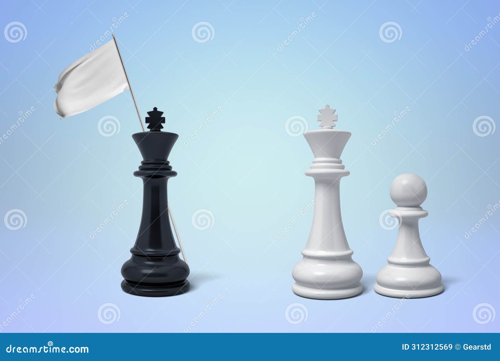 Chess Pieces with a White Flag of Surrender Stock Image - Image of ...