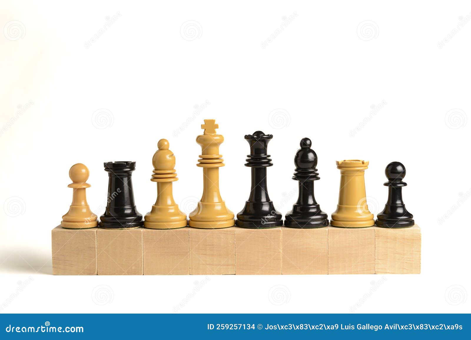 Chess Pieces on Wooden Blocks Stock Photo - Image of finance, goal ...