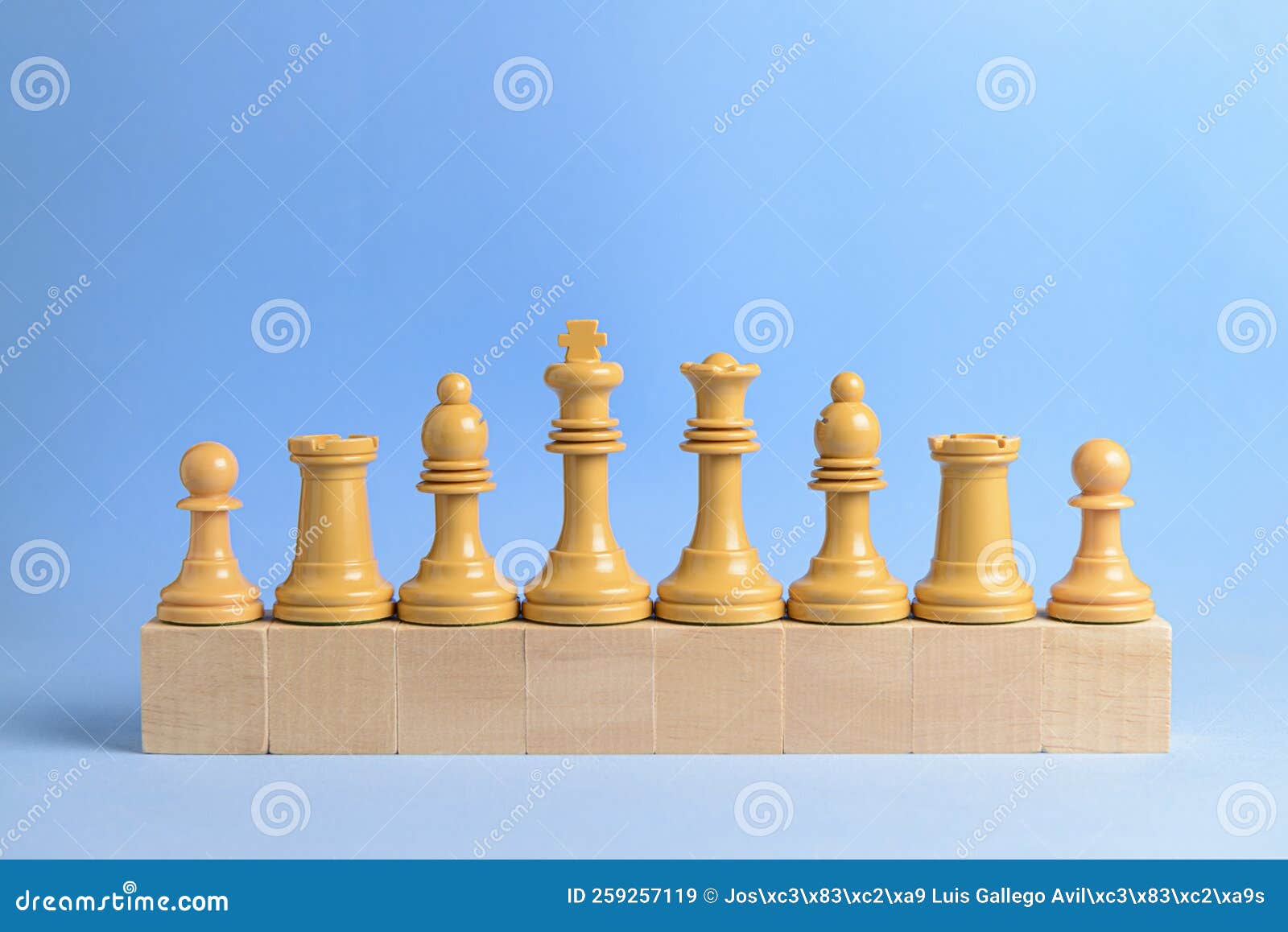 Chess Pieces on Wooden Blocks Stock Image - Image of cube, achievement ...