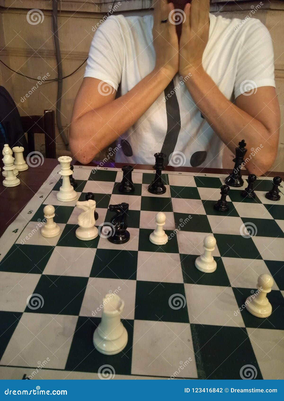 A Chess Player Has Been Surprised Stock Photo - Image of pieces ...