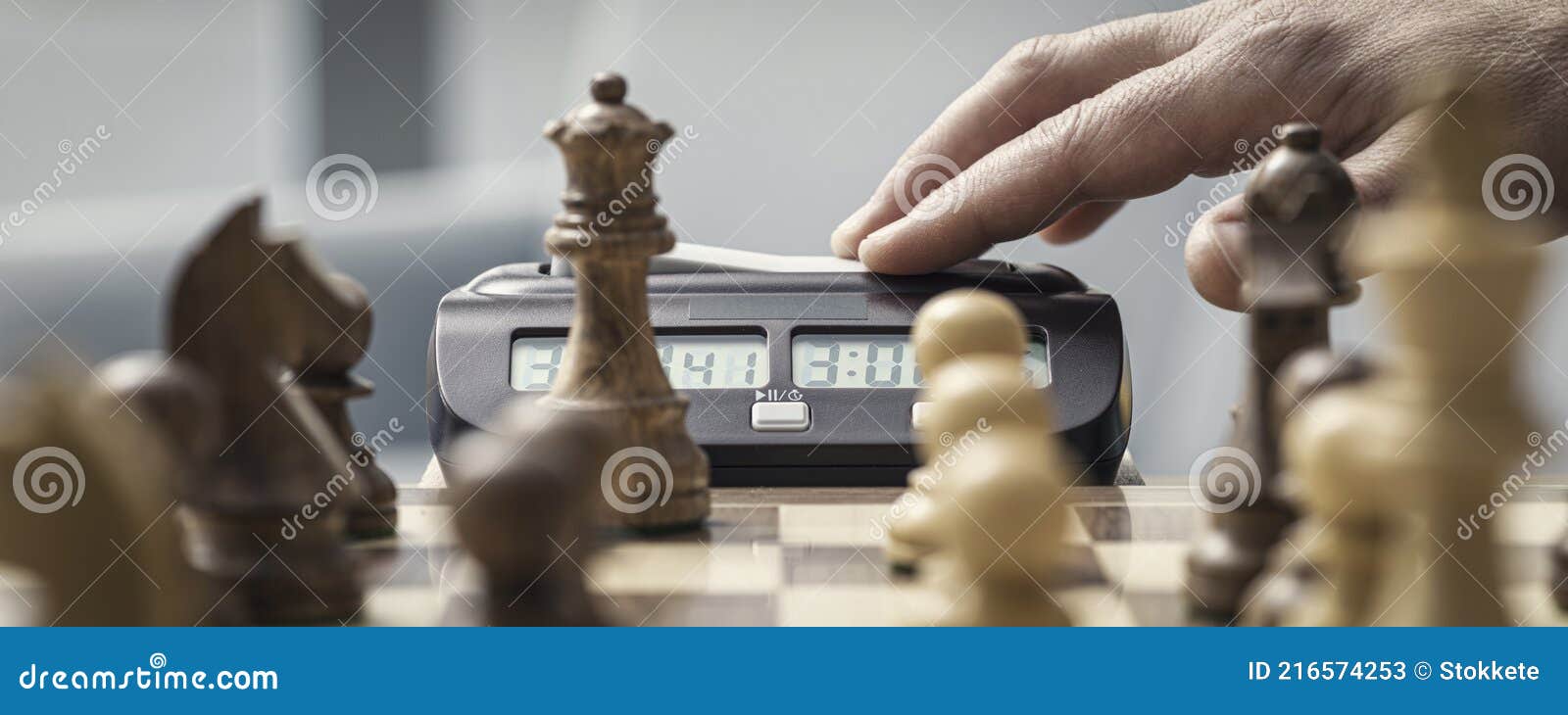 Chess Player Hitting the Chess Clock Stock Image - Image of chessboard ...