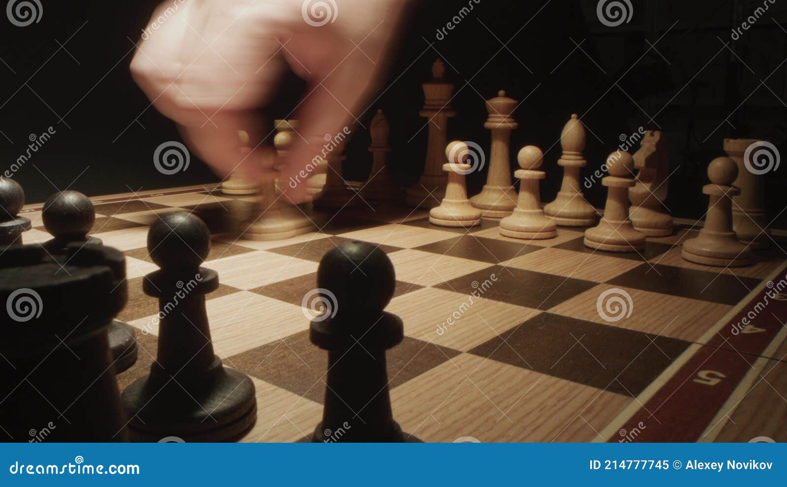 Chess Player Makes First Move of Pawn Stock Image - Image of wooden ...