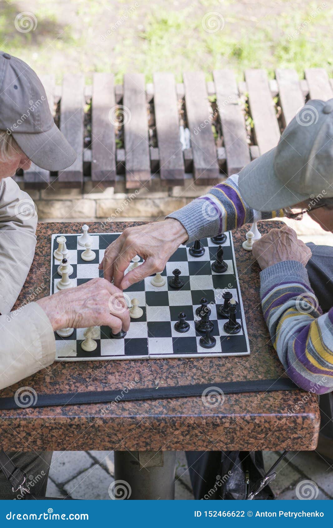 Chess Player in the Park. Old Man Plays Chess in the Park Editorial ...