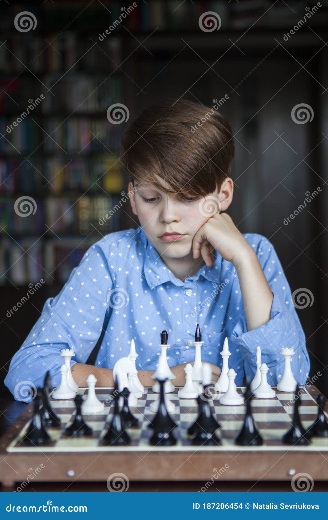 Chess player, smart boy. stock photo. Image of chessman - 187206454