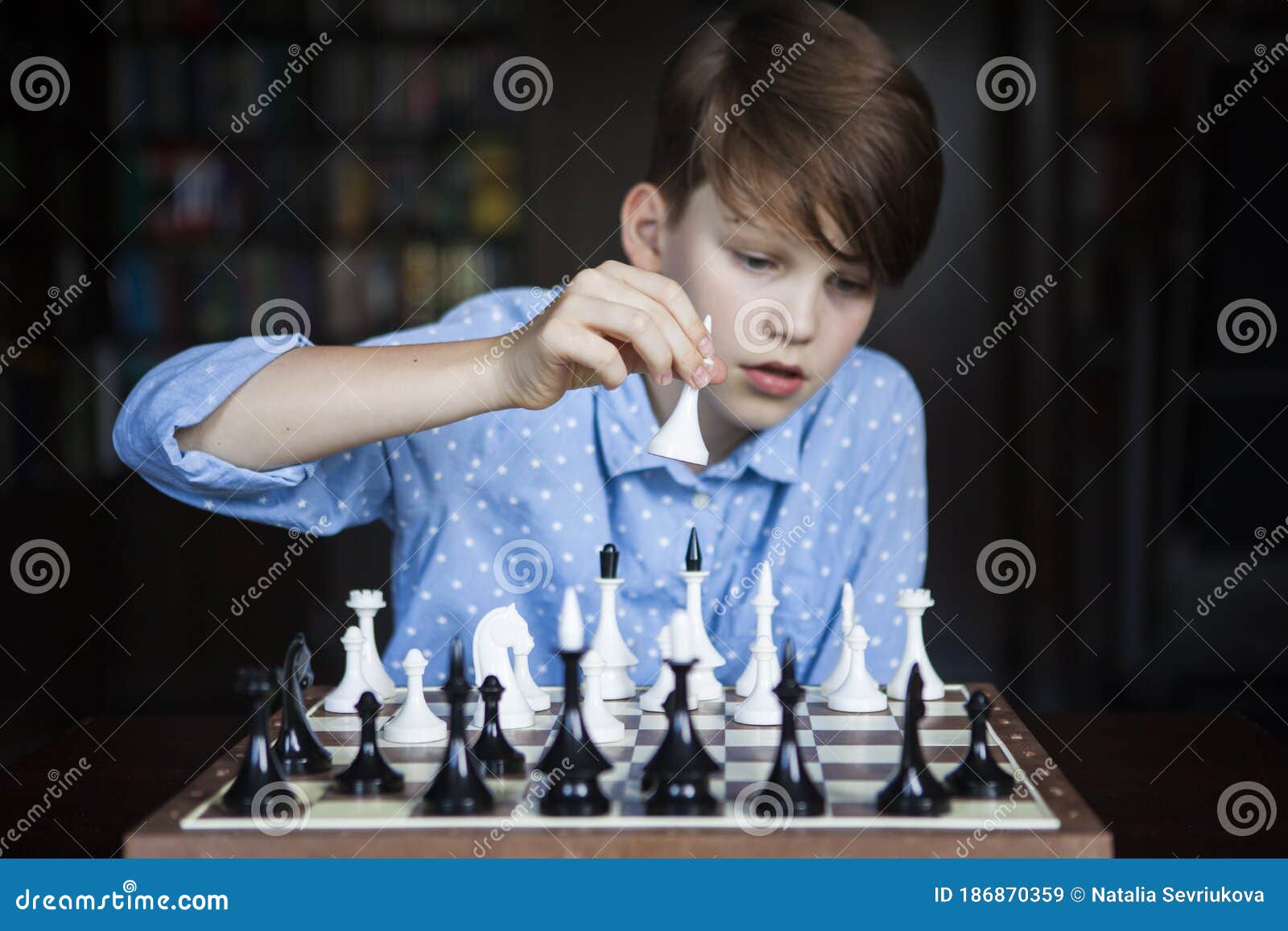 Chess player, smart boy. stock image. Image of portrait - 186870359
