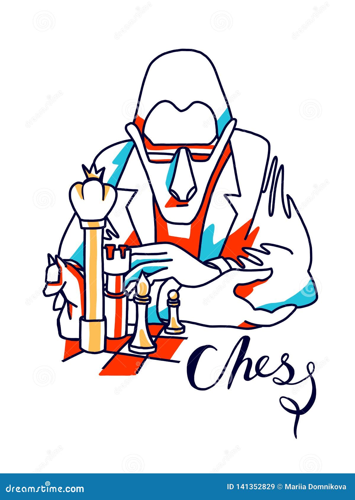 Chess Players Illustration stock vector. Illustration of designing ...
