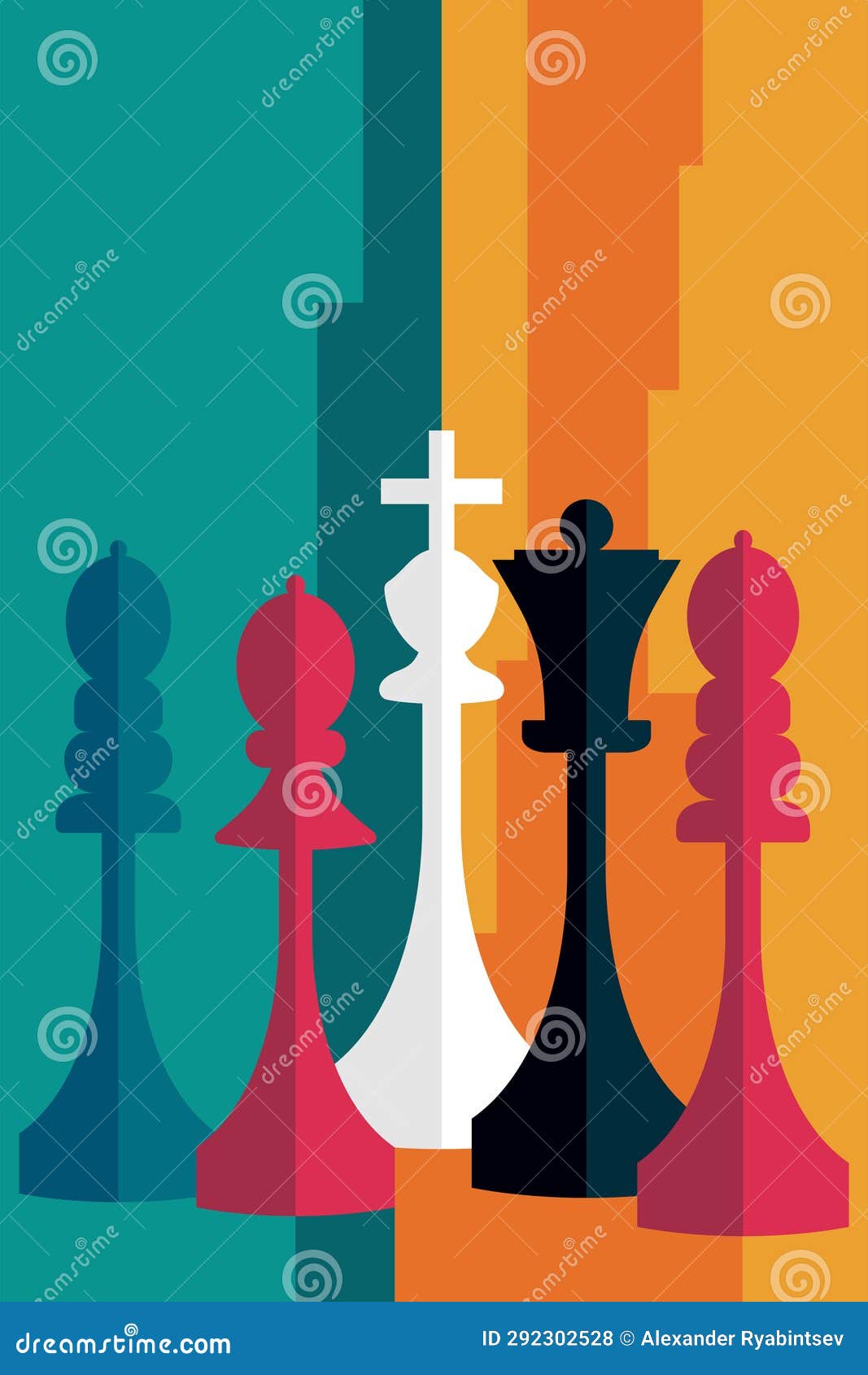 Chess Poster with Chess Pieces and Place for Text Stock Illustration ...