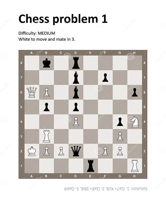 Chess Problem Illustration with Solution Stock Vector - Illustration of ...