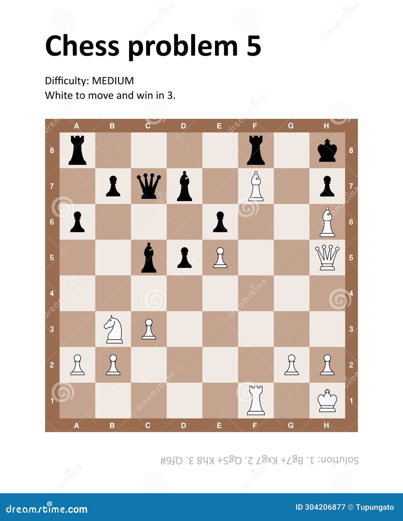 Chess Puzzle Illustration with Solution Stock Vector - Illustration of ...