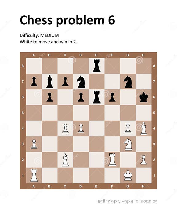 Chess Puzzle Problem Illustration with Solution Stock Vector ...