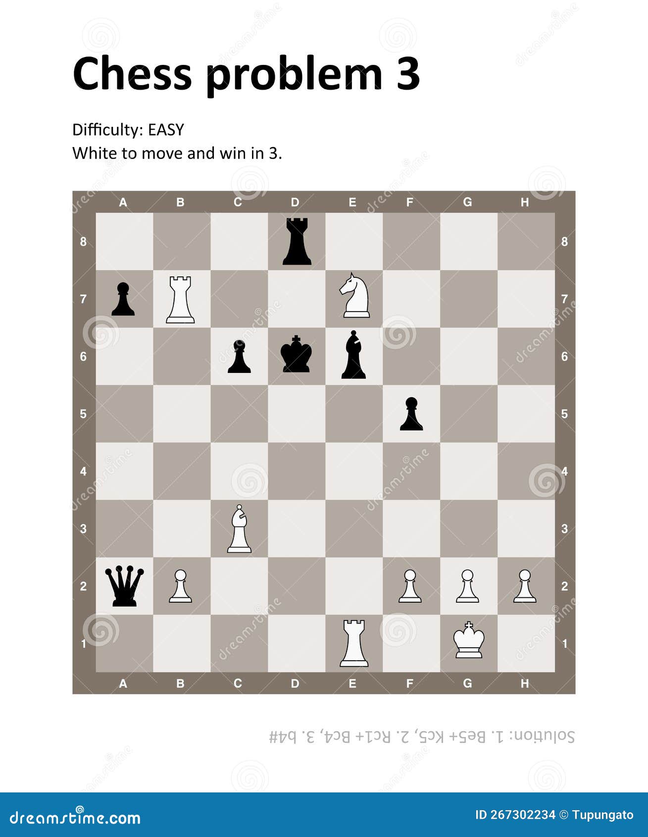 Chess Puzzle - Chess Problem with Solution Stock Vector - Illustration ...