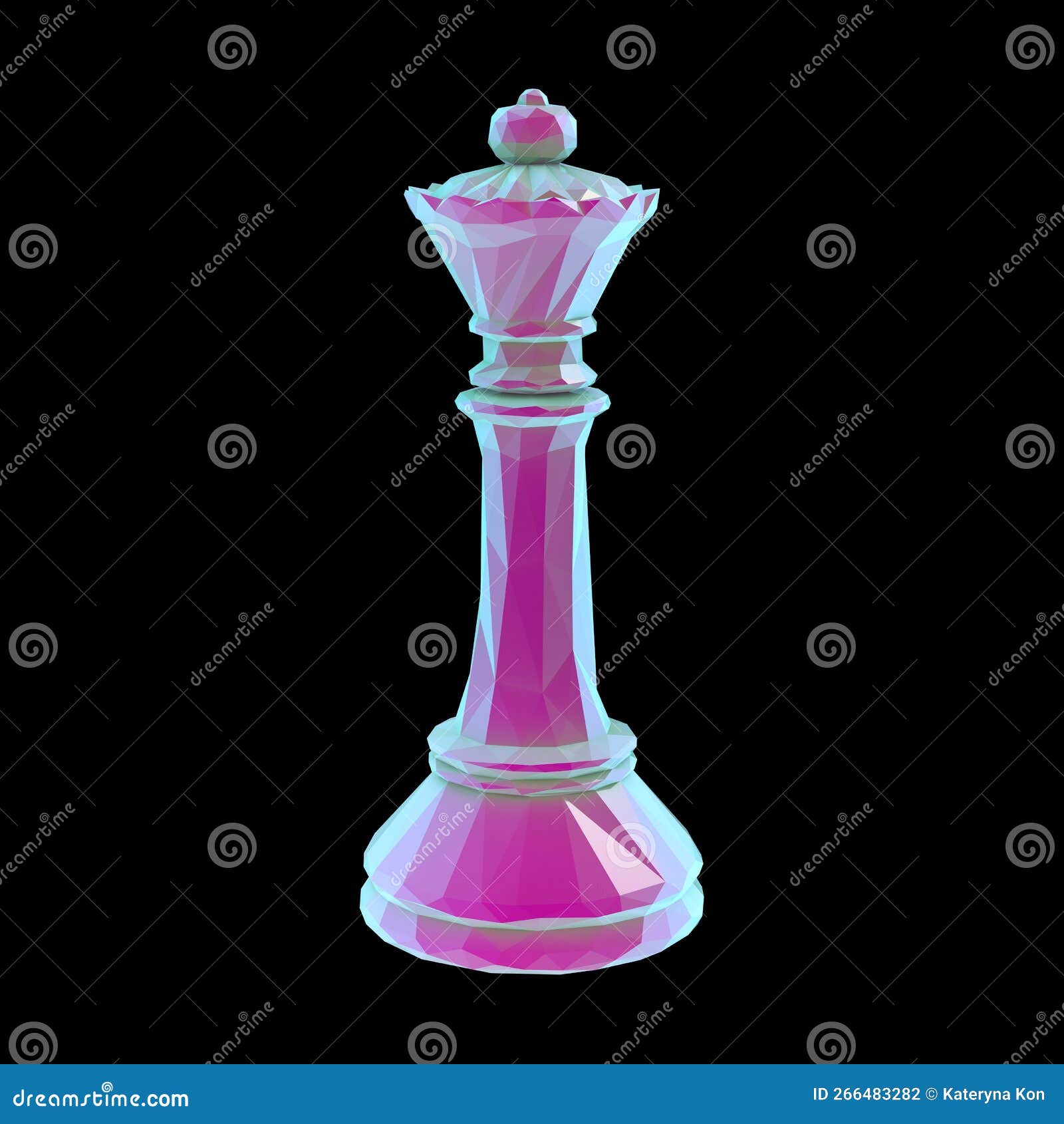 Chess Queen Figure Low Polygonal, 3D Illustration Stock Illustration ...