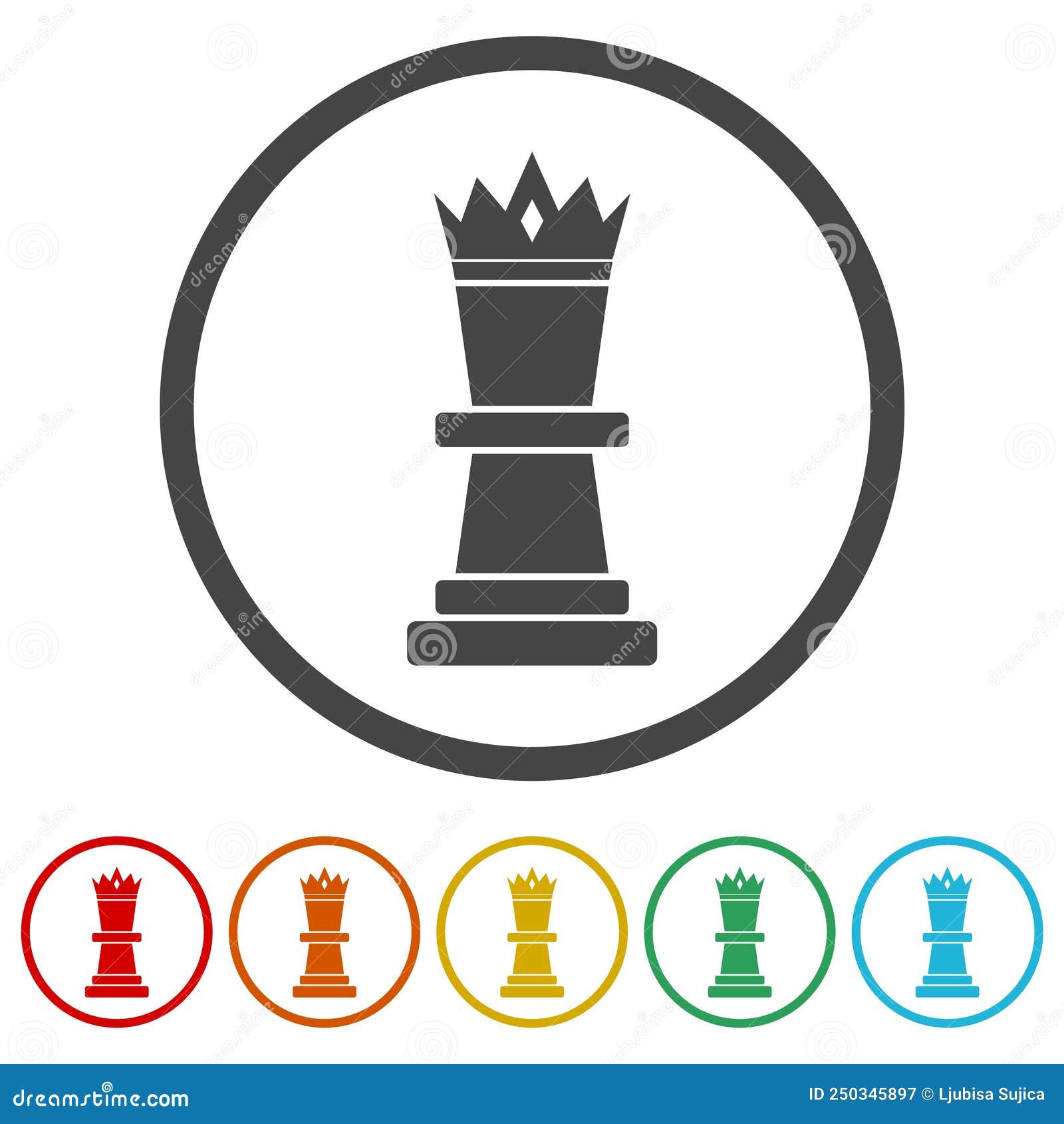 Chess Queen Icons in Color Circle Buttons Stock Vector - Illustration ...
