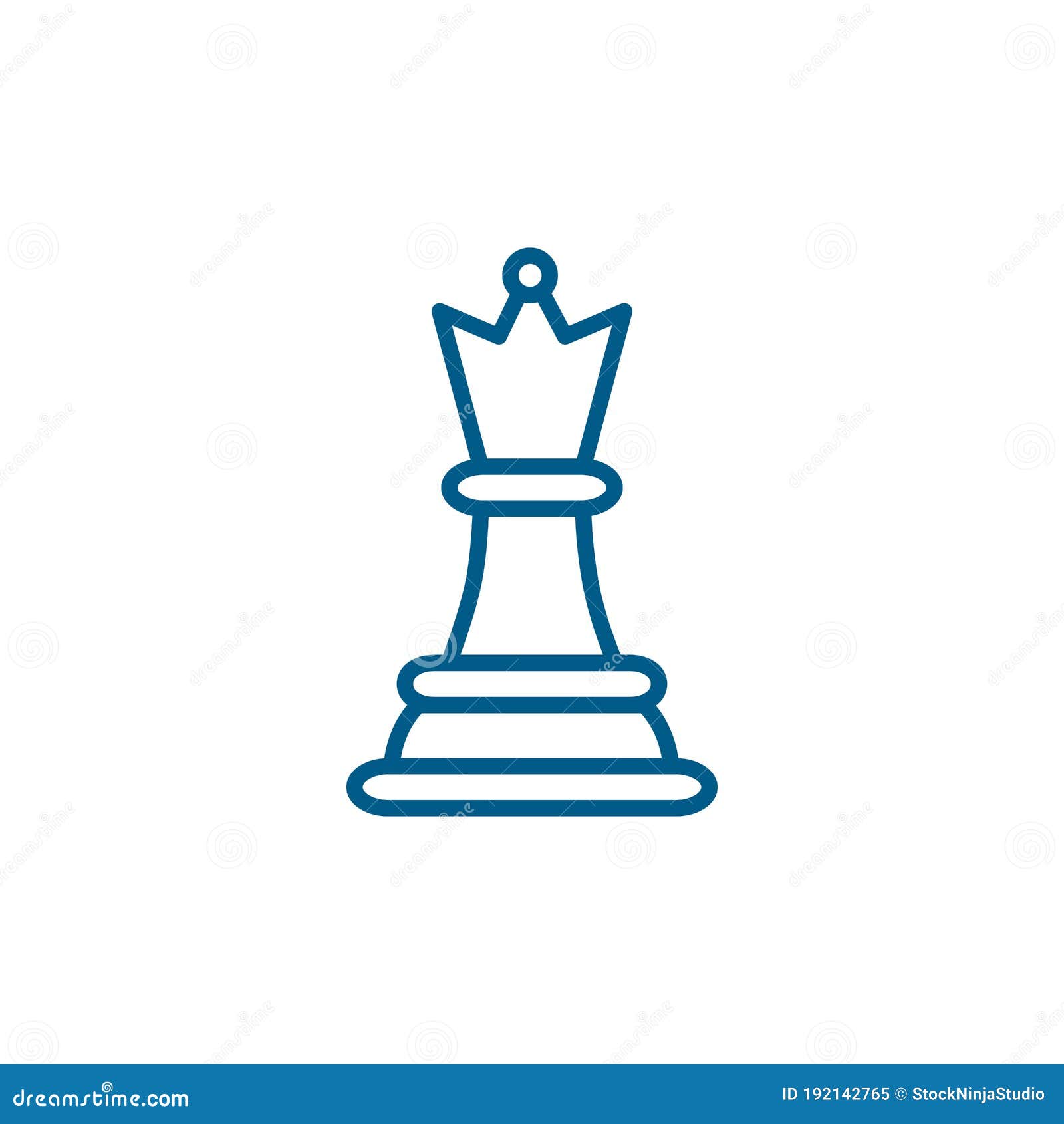 Chess Queen Line Blue Icon on White Background. Blue Flat Style Vector ...
