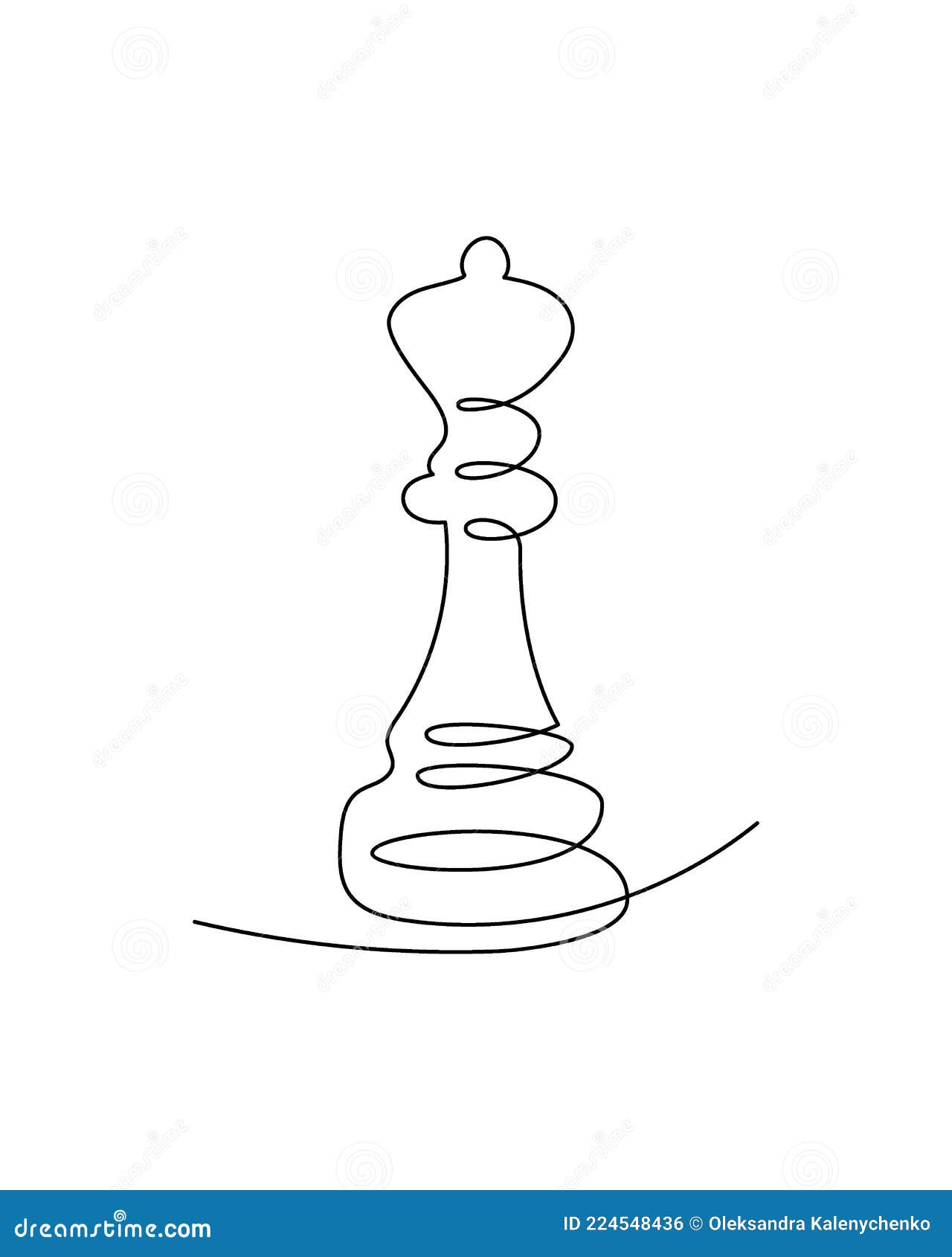 Chess Queen One Line Art. Continuous Line Drawing of Chess Pieces Stock ...