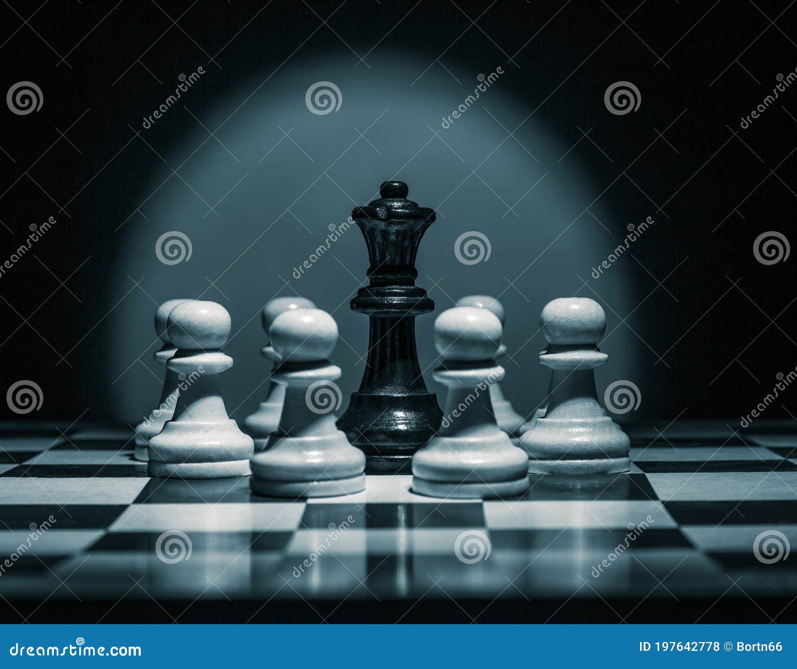 Chess Queen Surrounded by Pawns Stock Photo - Image of battle, victory ...