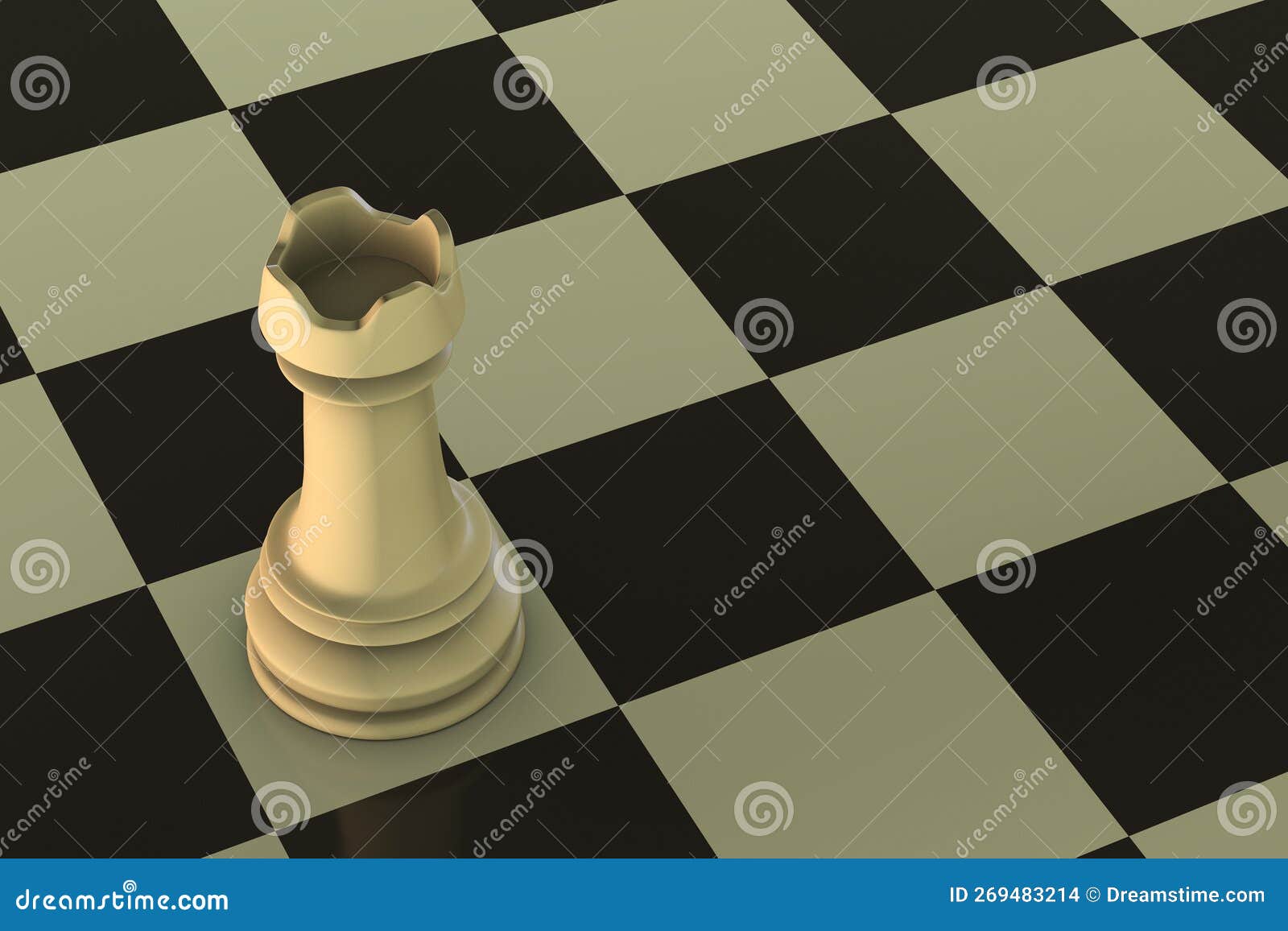 Chess Rook on Chess Board, 3D Illustration Stock Illustration ...