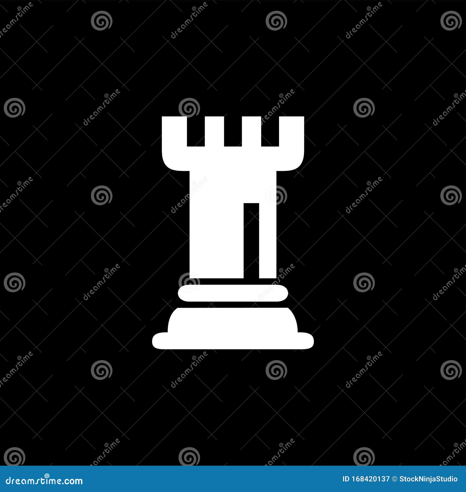 Chess Rook Icon on Black Background. Black Flat Style Vector ...