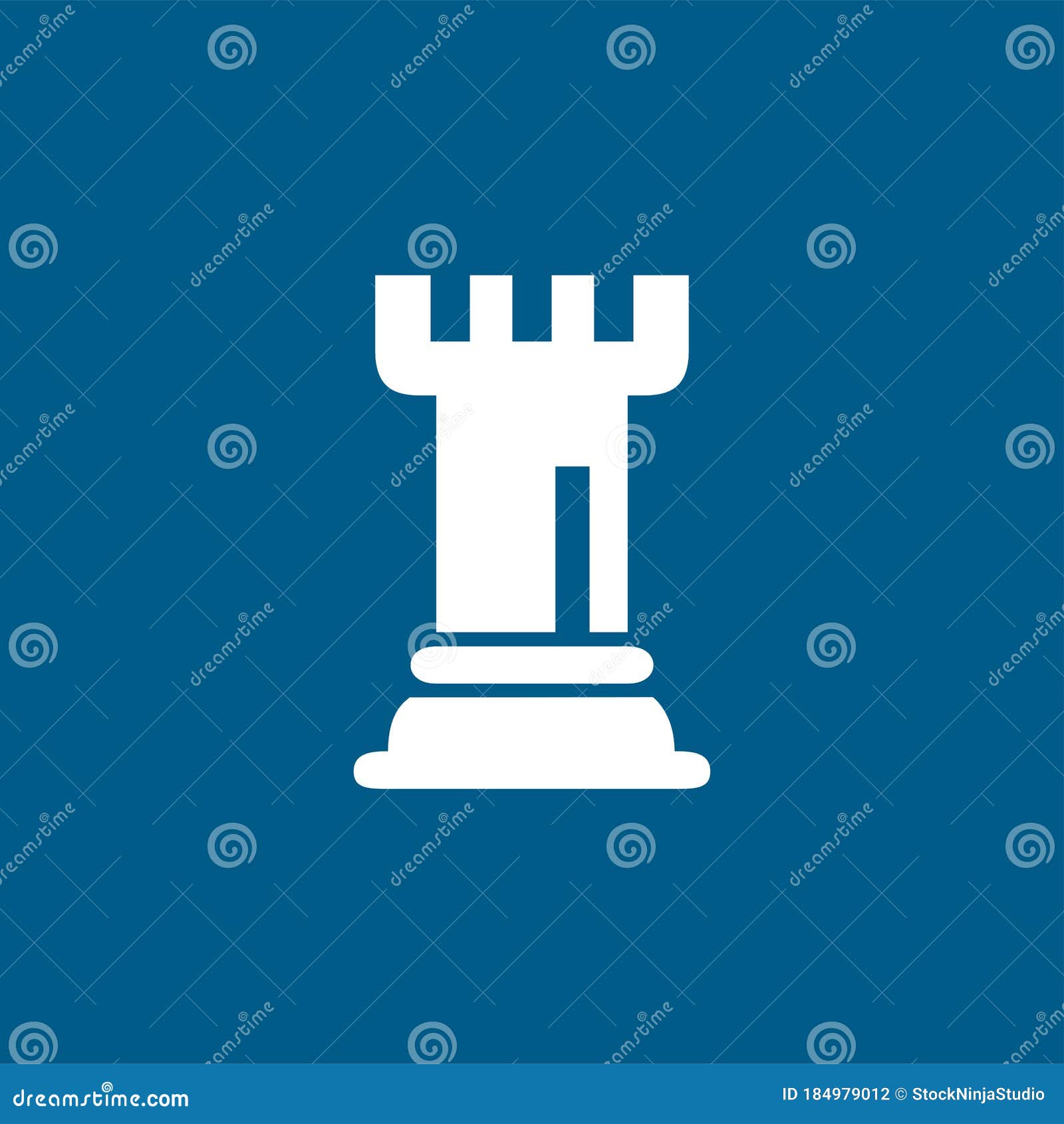 Chess Rook Icon on Blue Background. Blue Flat Style Vector Illustration ...