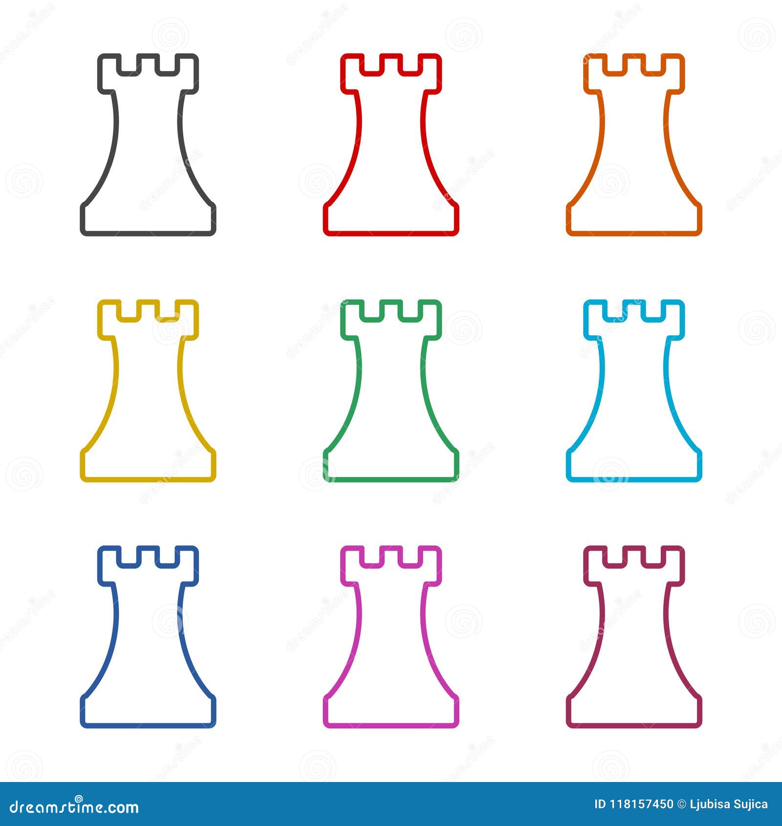 Chess Rook Icon, Color Icons Set Stock Vector - Illustration of ...