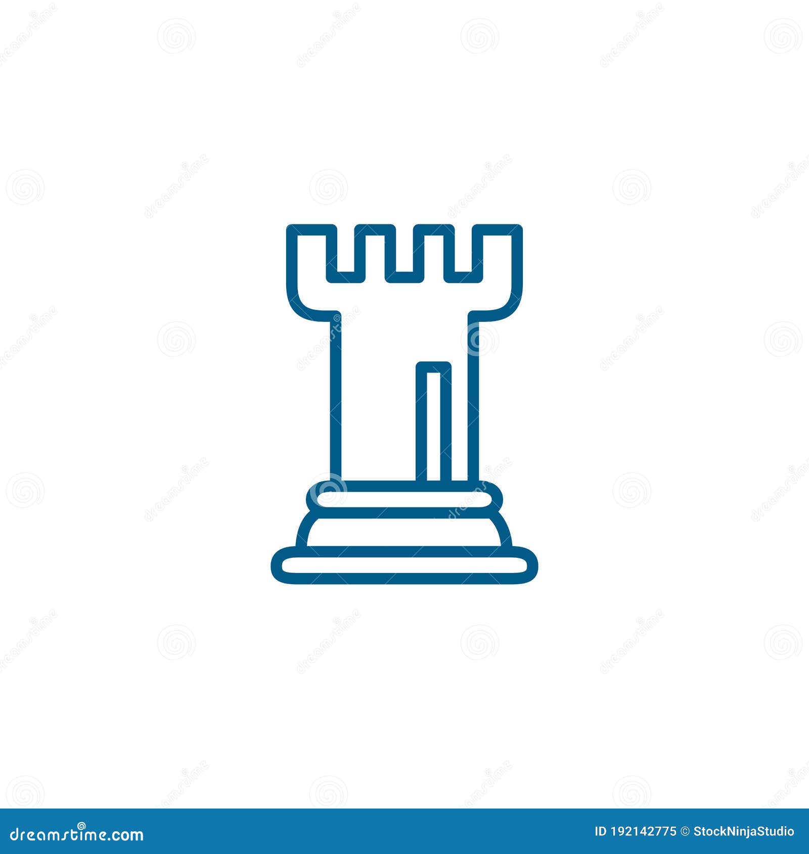 Chess Rook Line Blue Icon on White Background. Blue Flat Style Vector ...