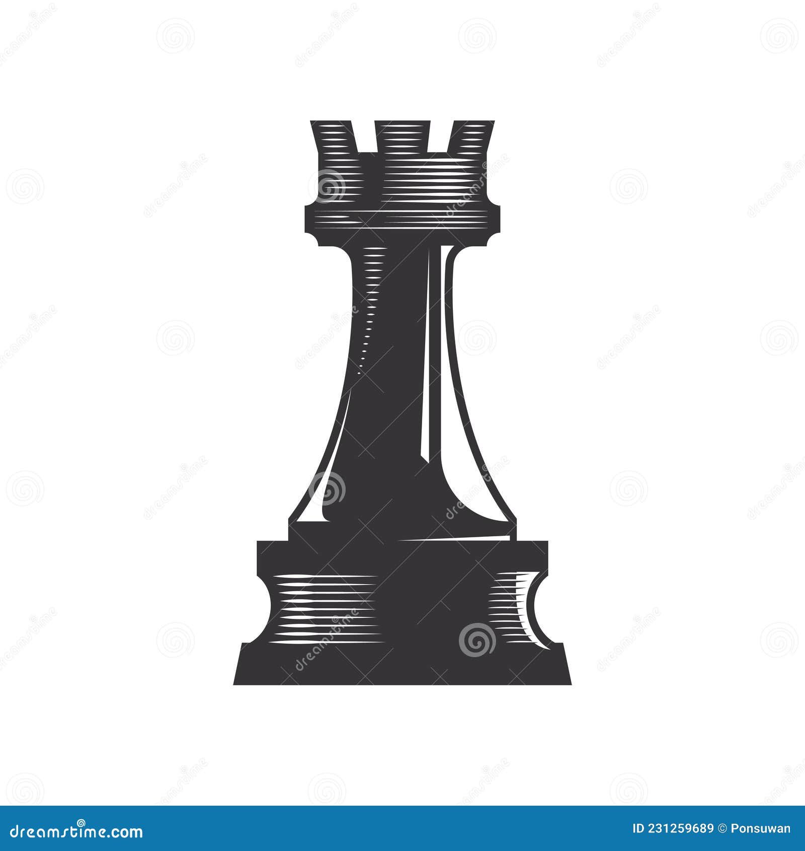 Chess Rook Vector Line Art Illustration Stock Vector - Illustration of ...