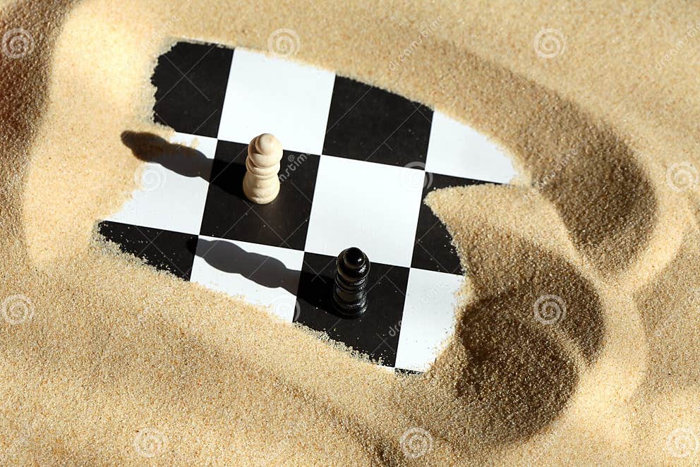 Chess in Sand stock photo. Image of business, leisure - 25136332