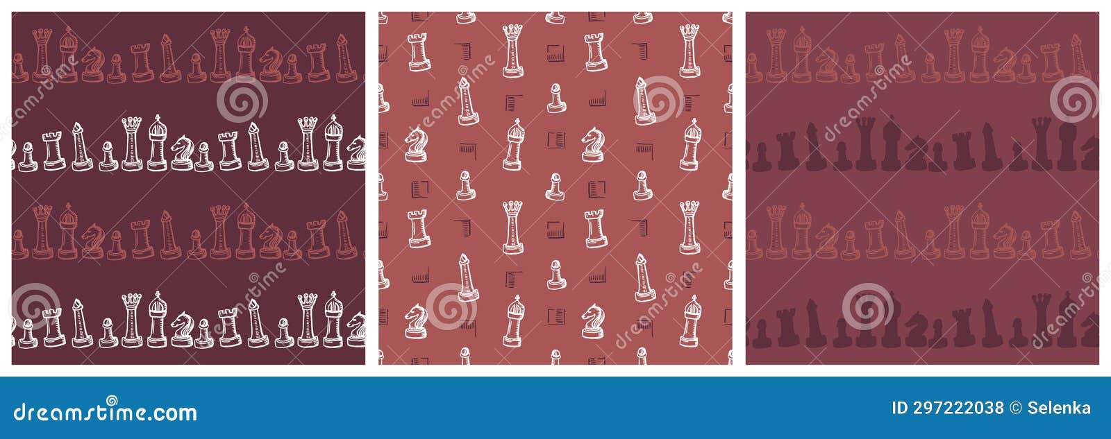 Chess Seamless Patterns Collection with Chess Figures Stock ...