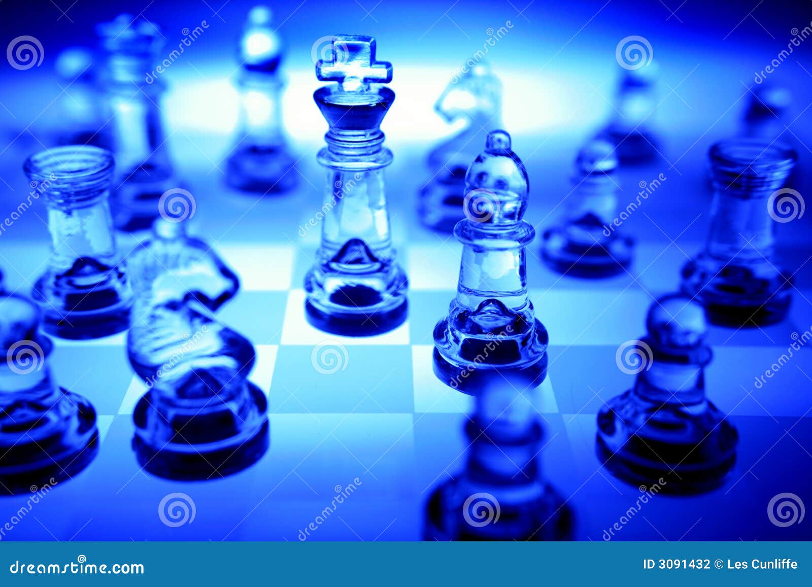 Chess set stock photo. Image of blue, light, pieces, illuminated - 3091432