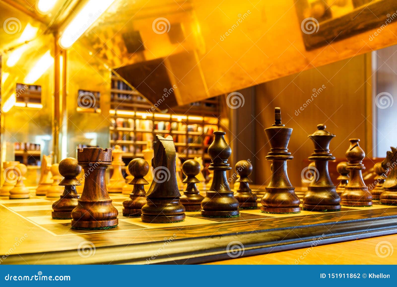 Chess Set in a Cruise Ship Library Stock Photo - Image of pawn, chess ...