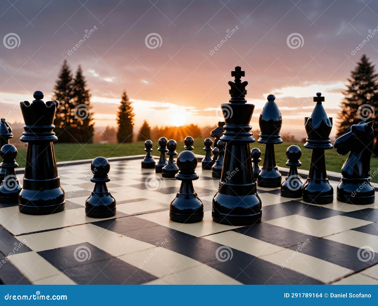 A Chess Set Up on a Chess Board. Generative AI Stock Illustration ...
