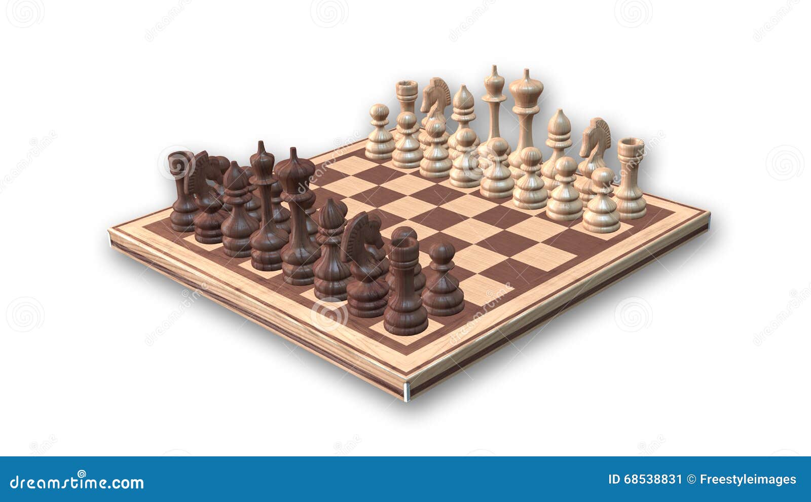 Chess Set on White Background Stock Illustration - Illustration of mind ...