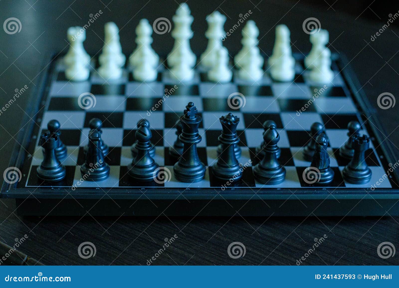 Chess Setup and Awaiting White`s Move Stock Image - Image of black ...